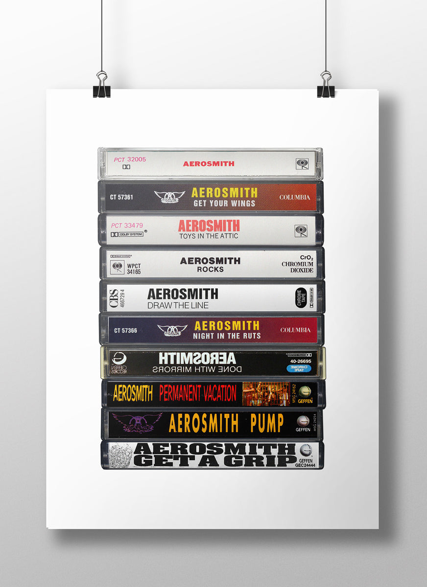 Aerosmith Albums: Aerosmith Discography - Cassette Print – MrMustardPrints
