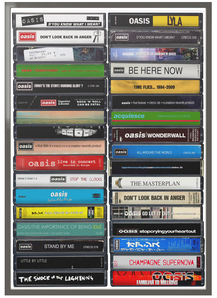 Oasis Albums: Oasis Discography - Cassette Print – MrMustardPrints