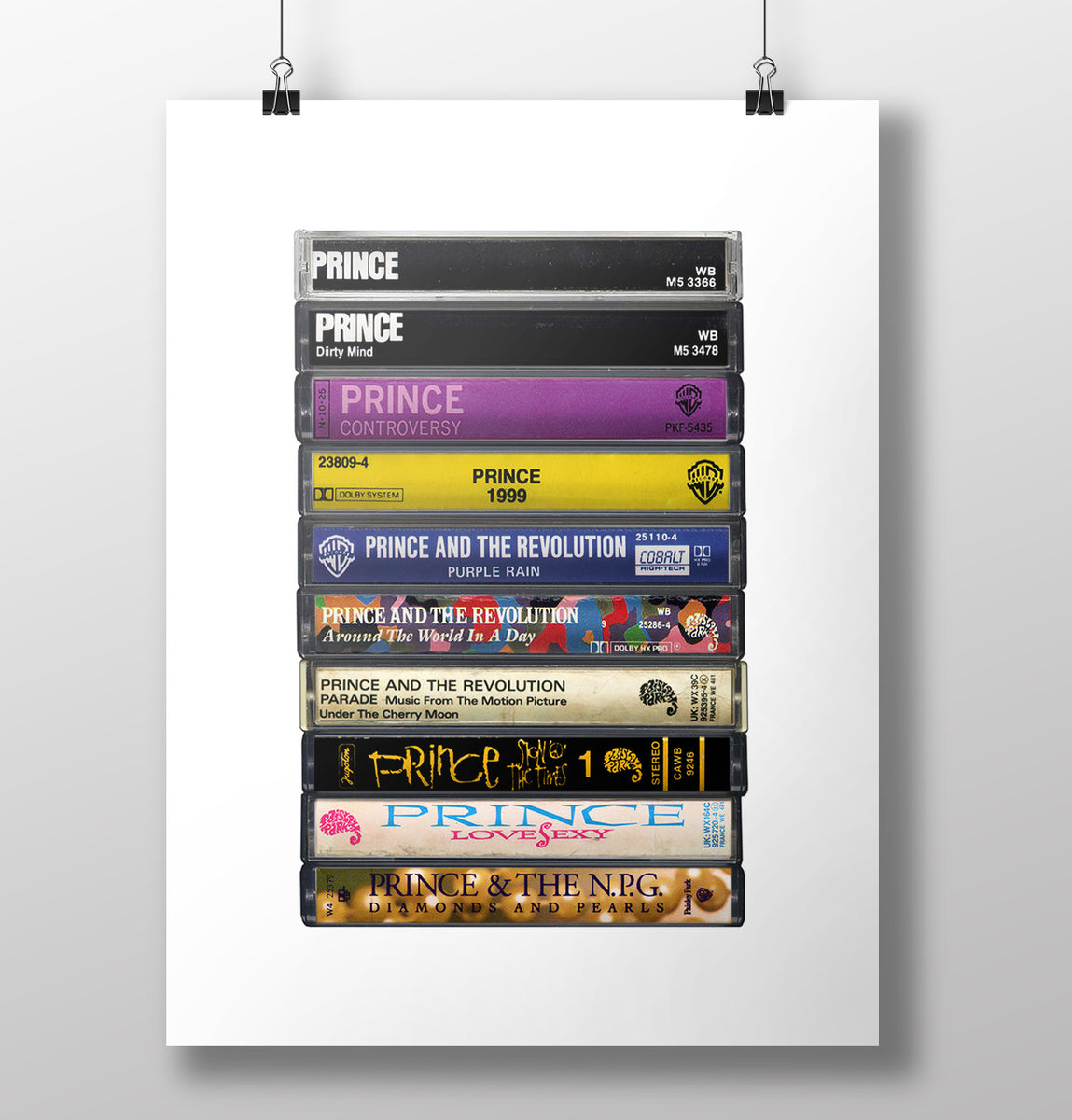 Prince Albums: Prince Discography - Cassette Print – MrMustardPrints