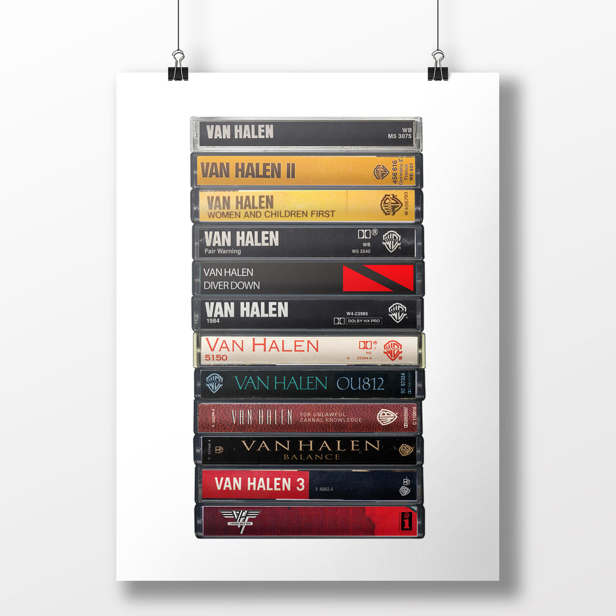 Van Halen Albums: Van Halen Discography - Cassette Print – MrMustardPrints