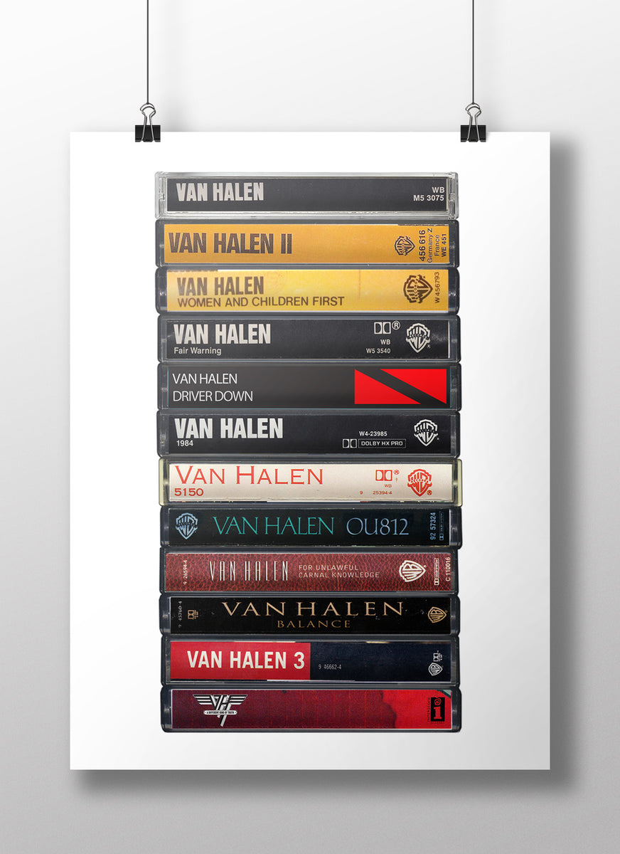 Van Halen Albums: Van Halen Discography - Cassette Print – MrMustardPrints